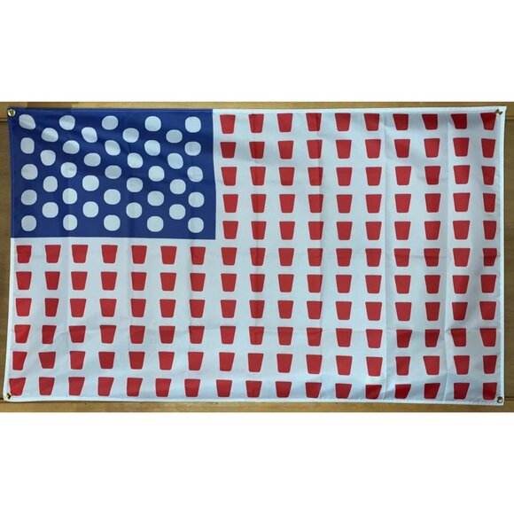 Wall Decor | American Usa Red White Blue Flag Cup Pong Beer Pong ...